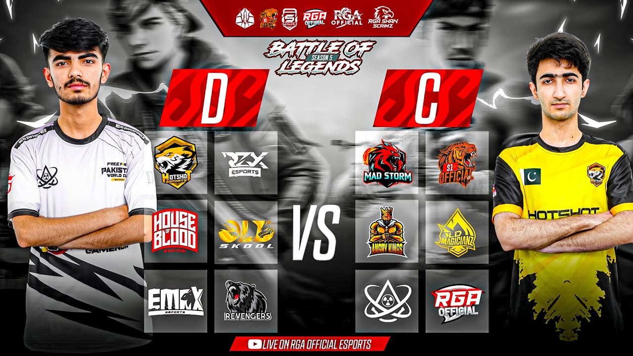 🛑RGA PRESENTS | BATTLE OF LEGENDS | SEASON 5 | GROUP D V C | with ...