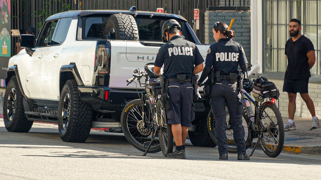 Bike Police Catch Hummer EV! Don't Launch this Truck! - YouTube
