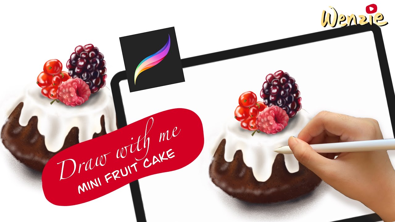 [Procreate Drawing Tutorial]Draw Mini Fruit Cake with Procreate and ...