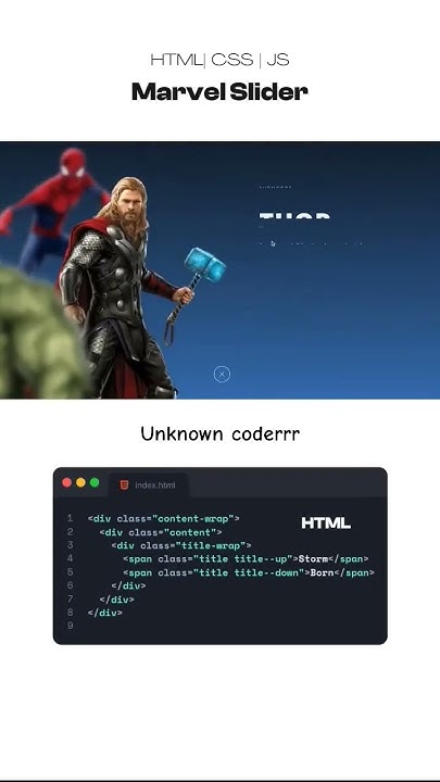 Marvel Superheros Slider using Html CSS #shortvideo - YouTube