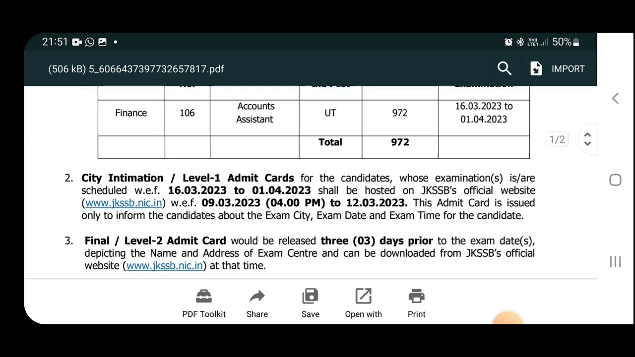 Big Breaking ||jkssb release notification regarding FAA Admit card ...