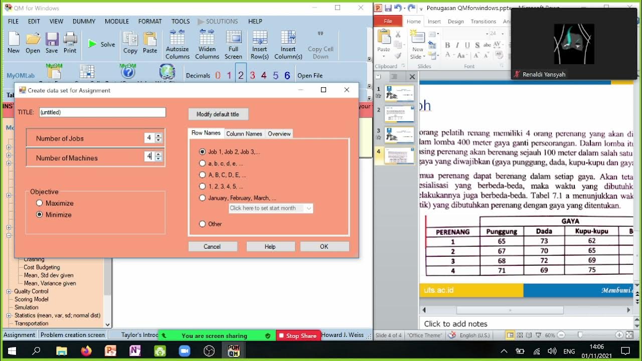 Penyelesaian Masalah Penugasan Menggunakan Software QM for Windows ...