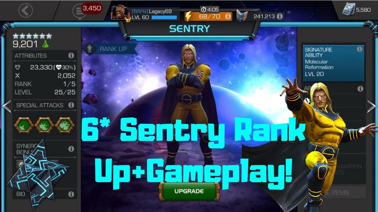 6* Awakened Sentry Level Up And Gameplay! - Marvel Contest Of Champions ...
