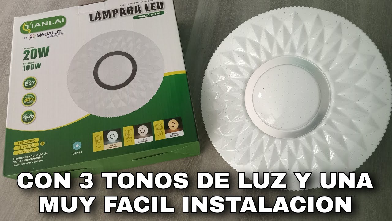 COMO INSTALAR UNA LAMPARA LED TIANLAI DE 3 TONOS - YouTube