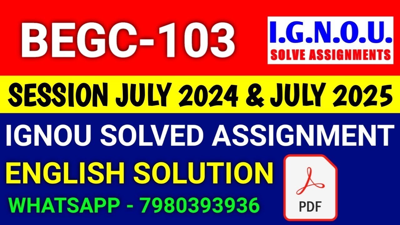 BEGC 103 solved assignment 2024-25 | BEGC 103 solved assignment 2025 ...
