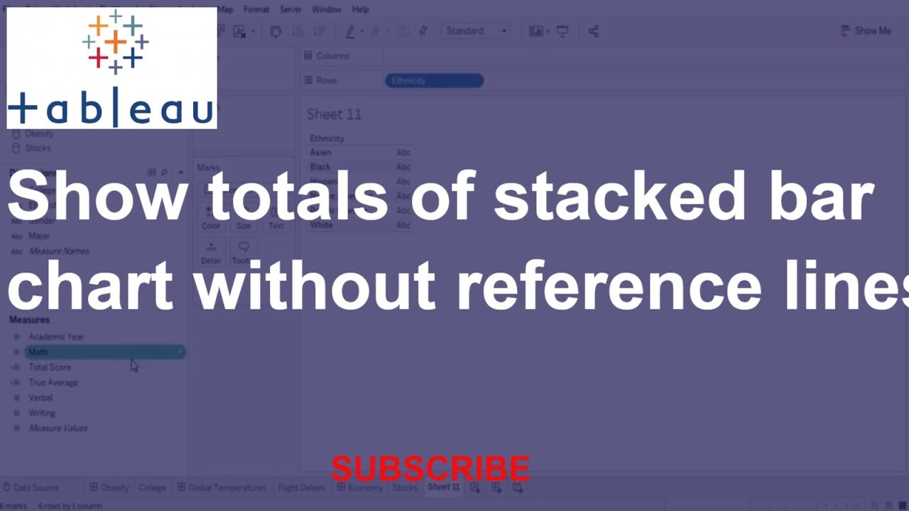 Tableau - How to show total of stacked bar without using reference ...