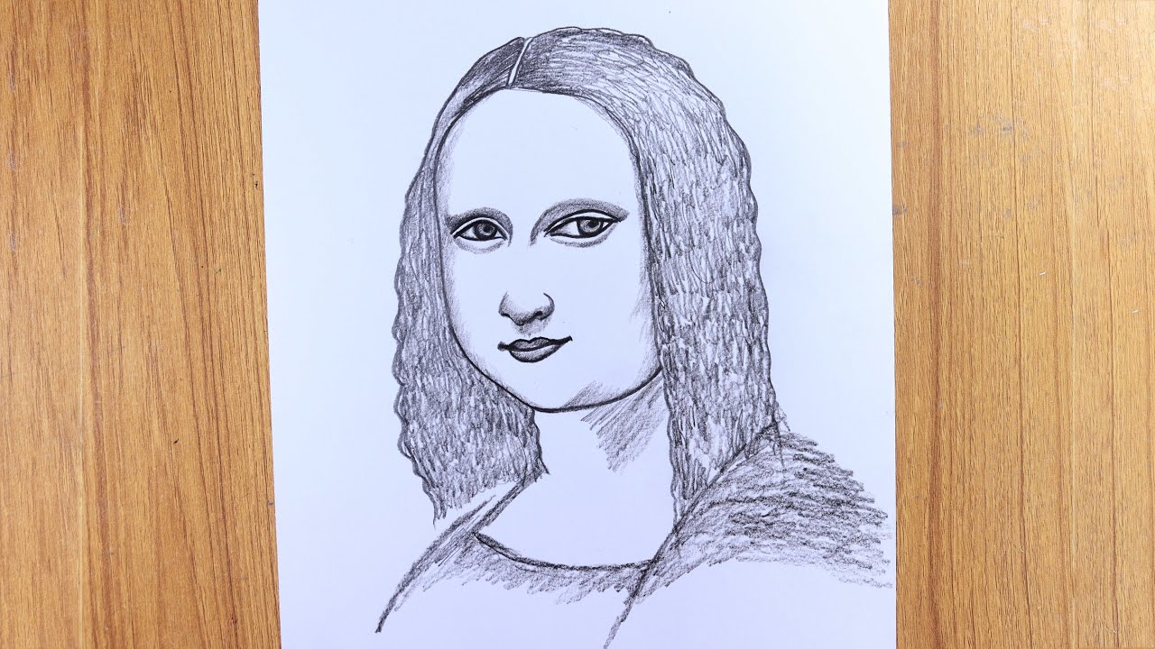 Pencil sketch Monalisa | Sketch and shading Monalisa | Pencil drawing ...