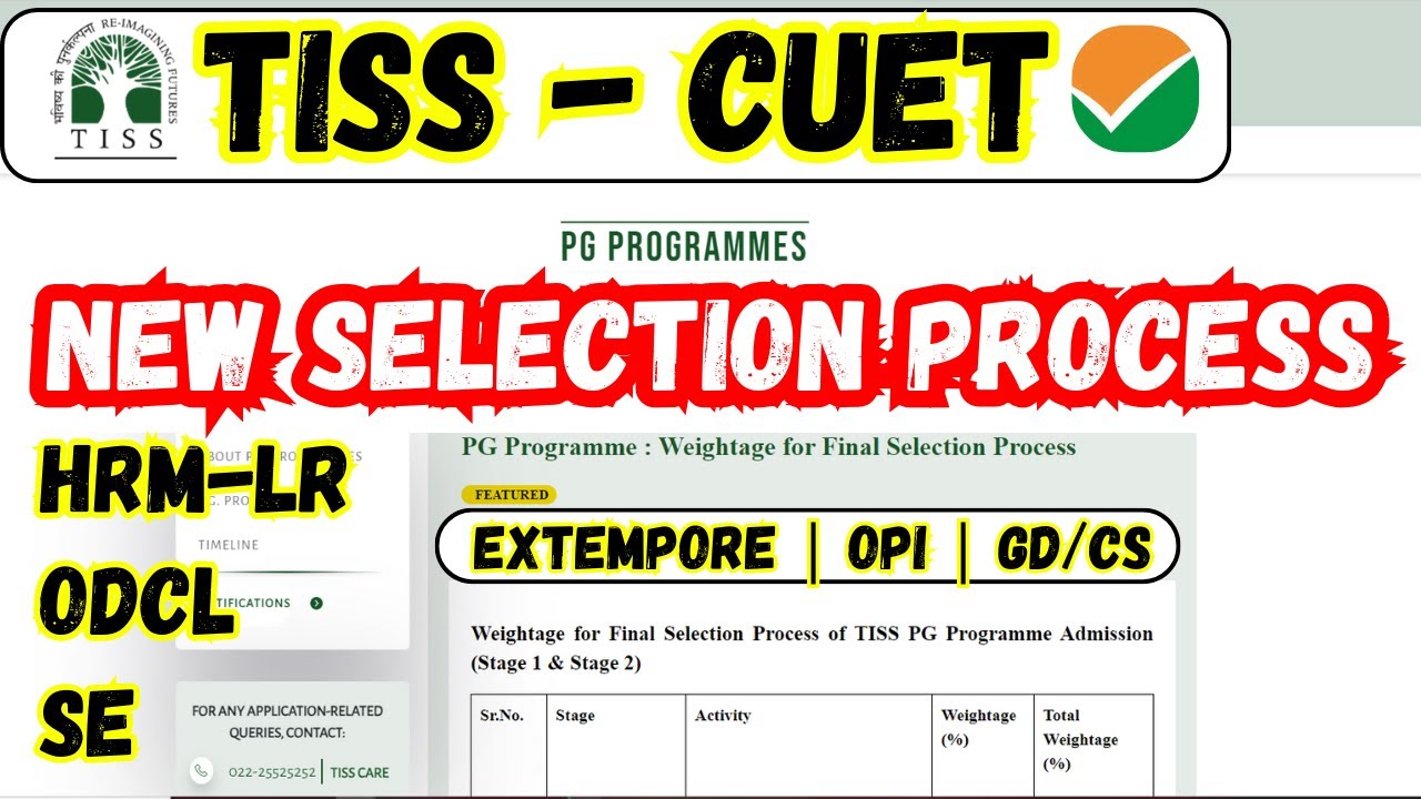 TISS - 2024 | New Selection Process - Weightage - CUET, Extempore, OPI ...