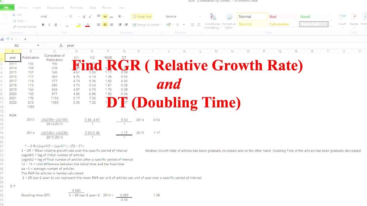 Relative Growth Rate (RGR) and Doubling Time (DT) - YouTube