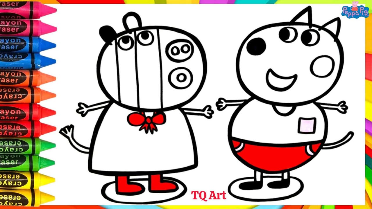 How to draw peppa pig friends | Draw Zoe Zebra and Danny Dog - YouTube