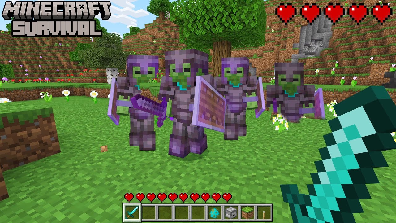 10 Year Old VS 10 ARMOURED ZOMBIES In Minecraft Survival - YouTube