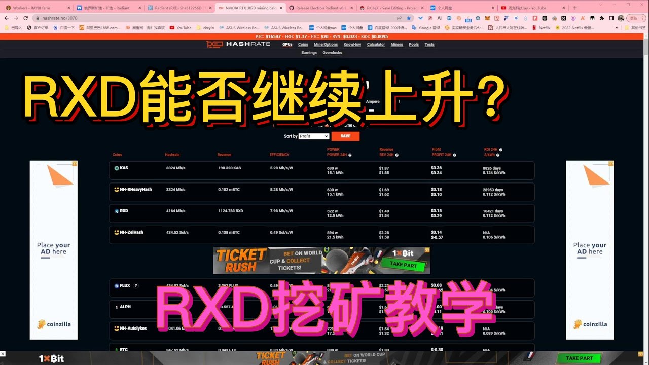 目前挖矿少部分正收益币种RXD，hiveos设置教程 - YouTube