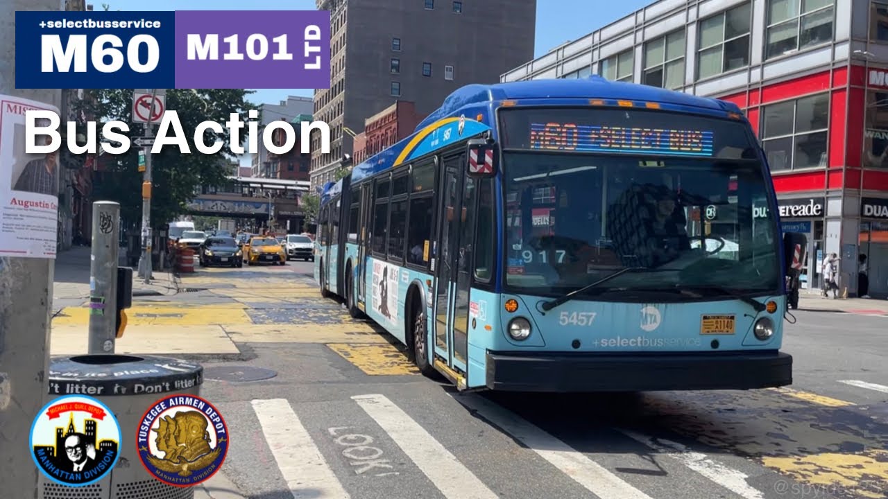 ᴴᴰ MTA MaBSTOA: M60-SBS and M101 Limited Bus Action along 125th Street ...