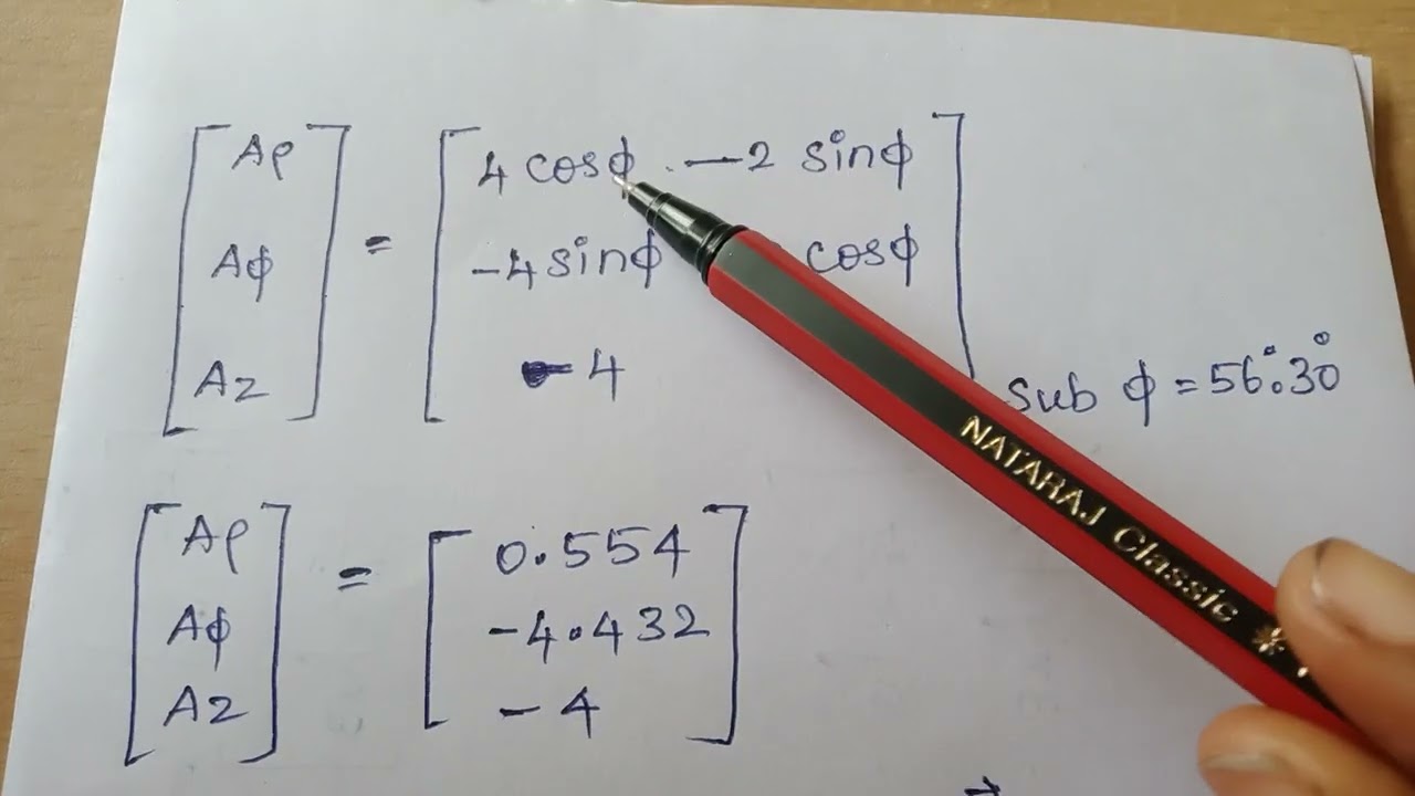 Transform a vector from Cartesian to cylindrical - YouTube