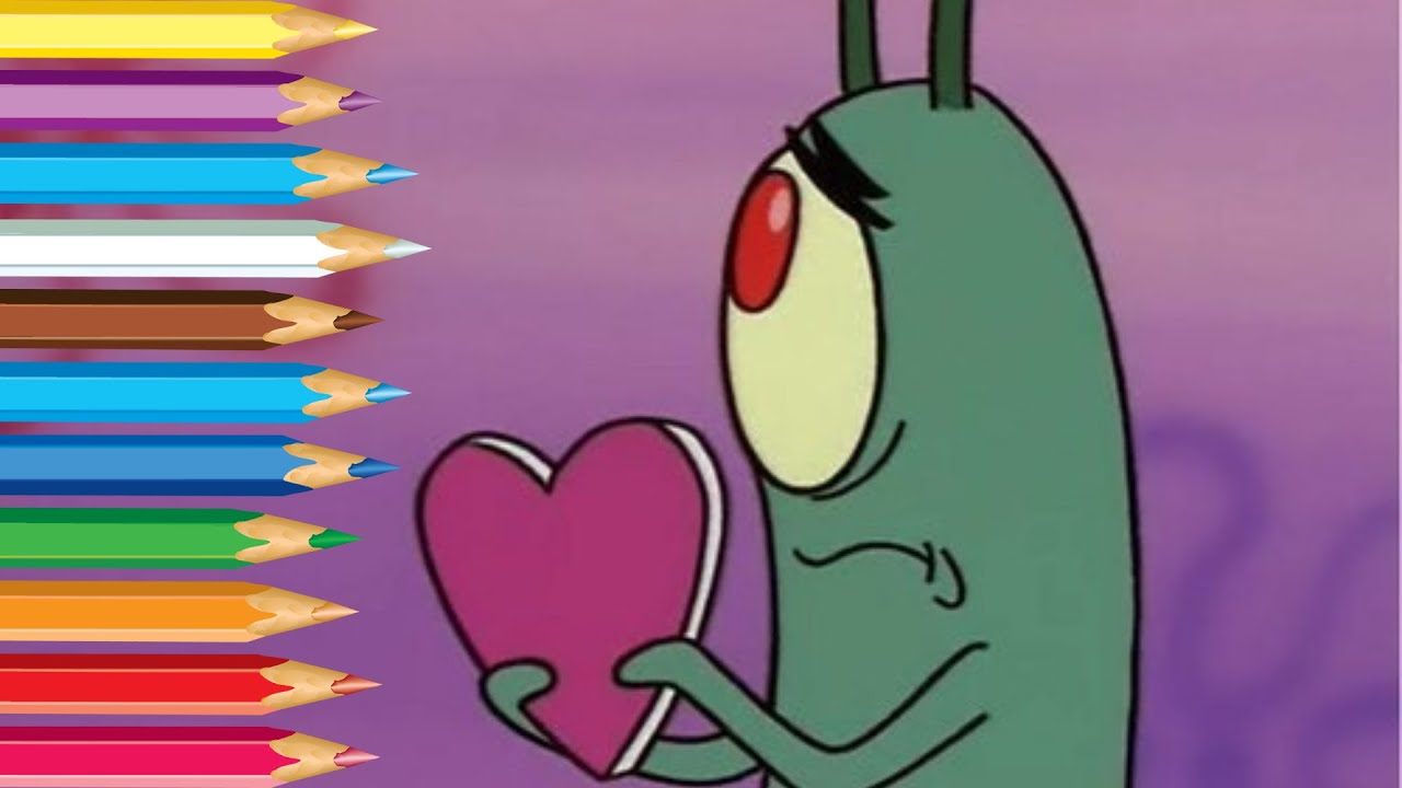 How to draw Sheldon J Plankton from SpongeBob cartoon in a couple of ...