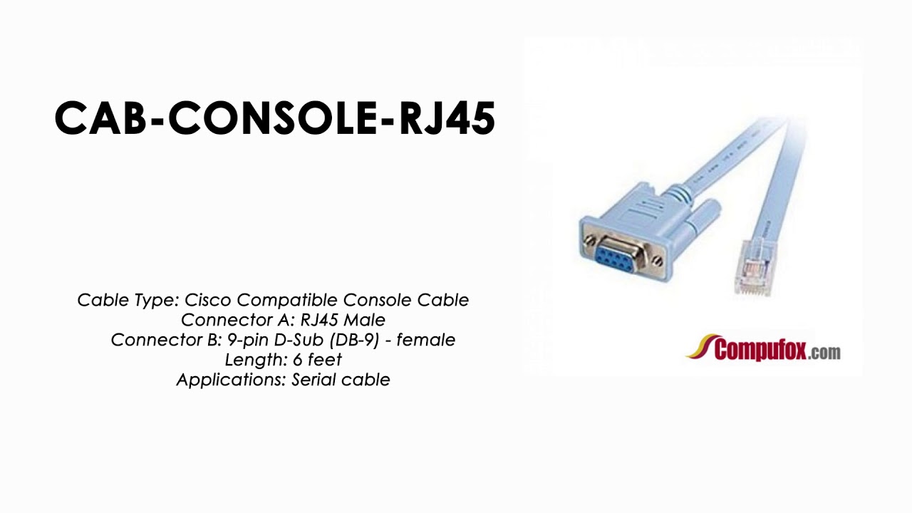 CAB-CONSOLE-RJ45 | Cisco Compatible RJ45 Male to DB9 Female 6ft Console ...