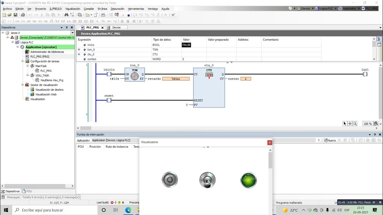 configuración de temporizador y contador en CoDeSys - YouTube