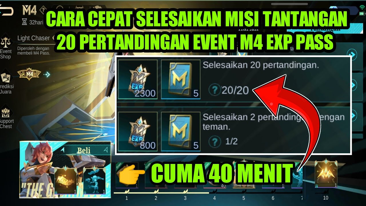 CARA CEPAT SELESAIKAN MISI TANTANGAN 20 PERTANDINGAN EVENT M4 EXP PASS ...