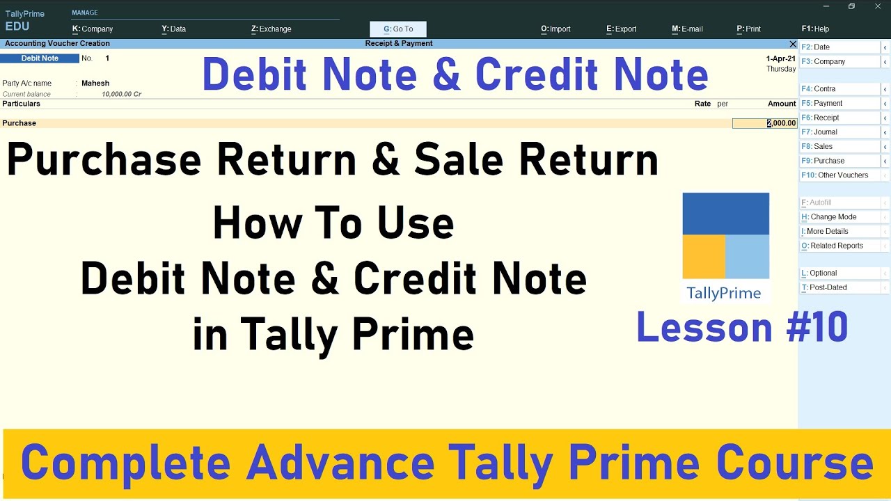 Explain All about Debit Note & Credit Note | Purchase Return & Sale ...