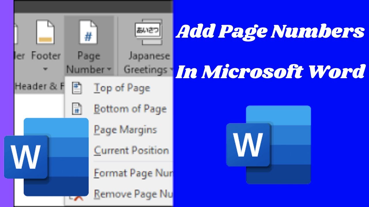 Add (Remove) Page Numbers In Microsoft Word Document - YouTube