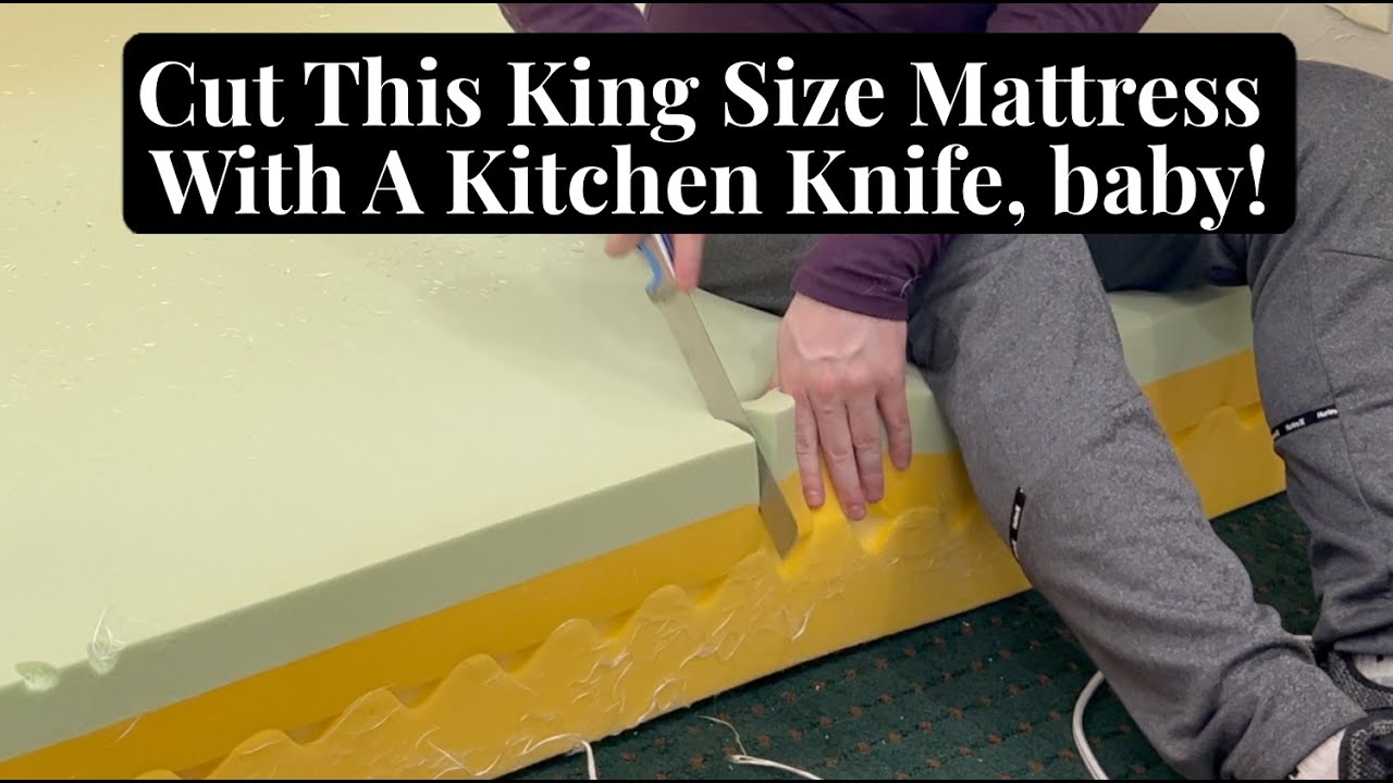 How I Cut A King Size Memory Foam Mattress - Living In My Office. - YouTube