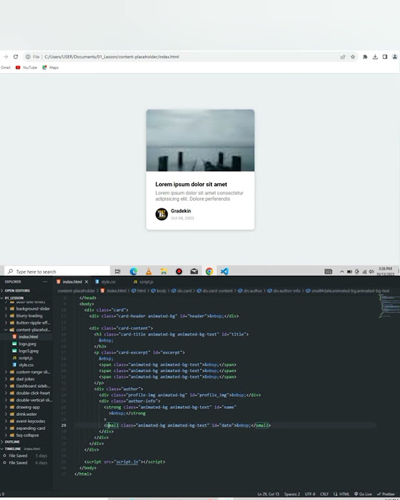 How to create content placeholder using html css and JavaScript / step by step website tutorials ...