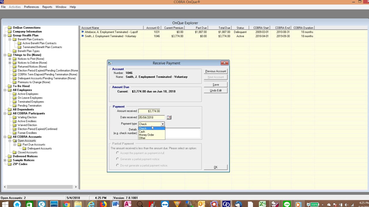 Record a Payment on a COBRA Account in COBRA OnQue - YouTube
