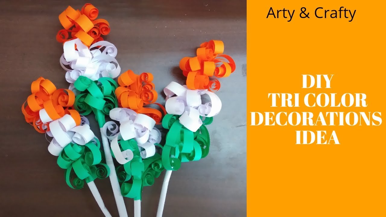 How to make Indian Tricolour 3D Quilling Flower | Tricolour Paper ...