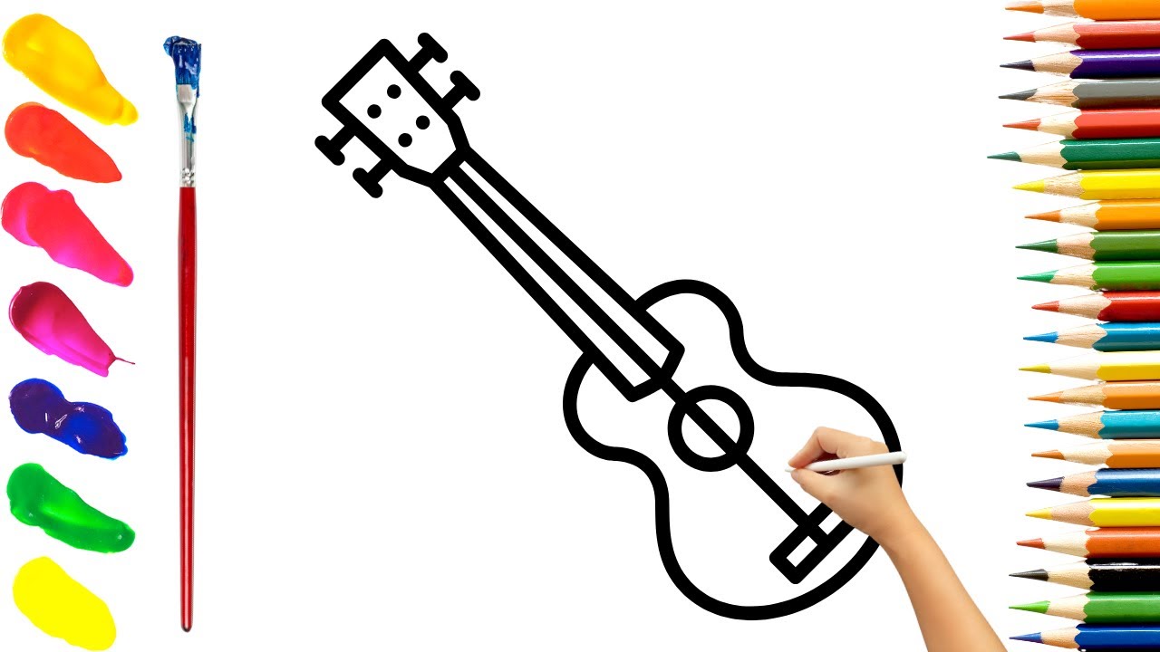 How To Draw cute UKELELE. EASY Drawing, Painting & Coloring For Kids ...