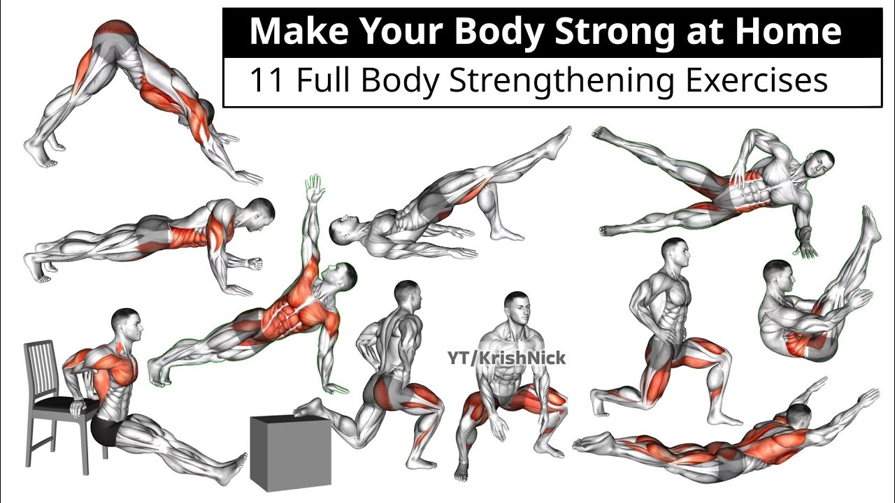 Make Your Body Strong at Home | 11 Full Body Strengthening Exercises ...