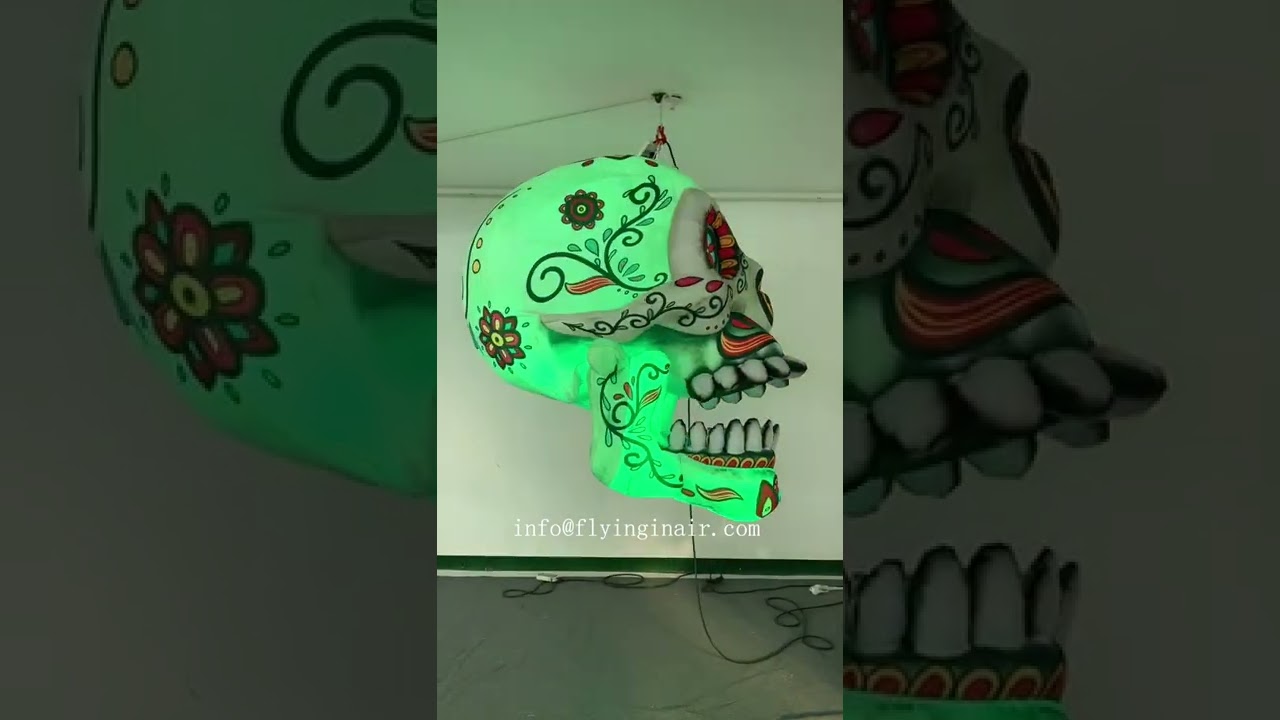 Halloween Decorations Hanging LED Inflatable Skull For Ceiling - YouTube