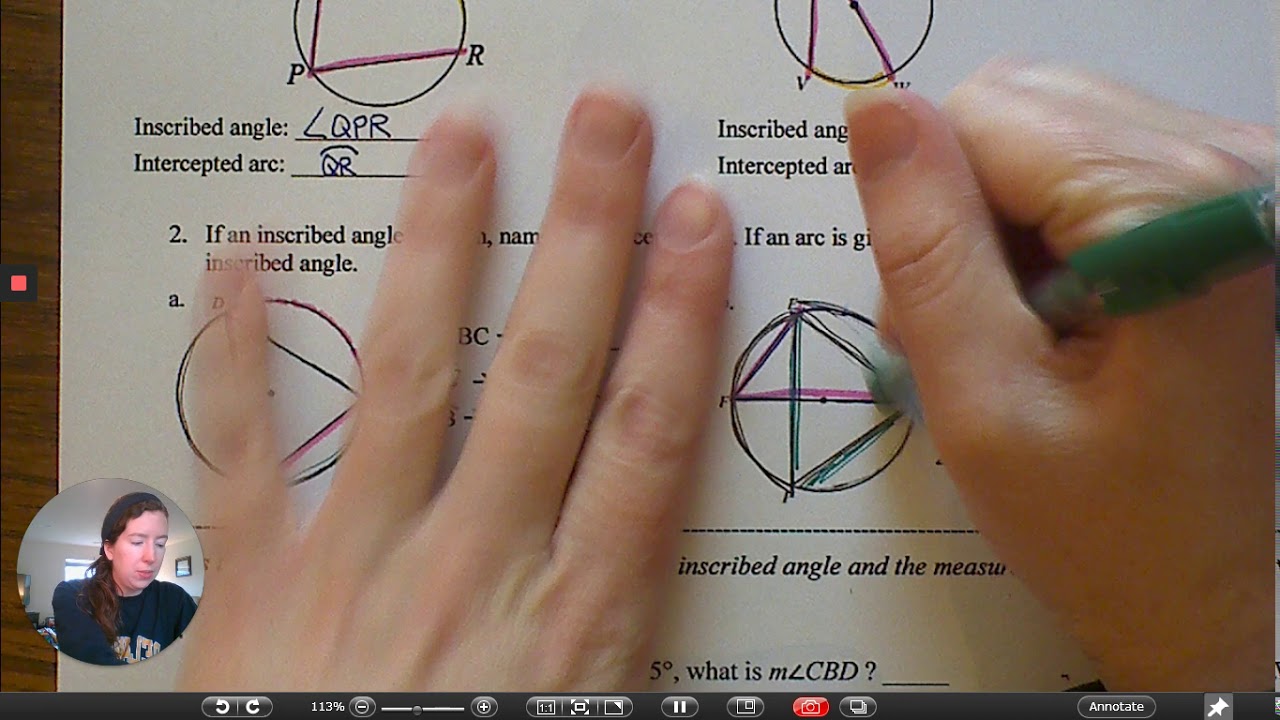 Geo- Circles Lesson 2- Inscribed Angles - YouTube