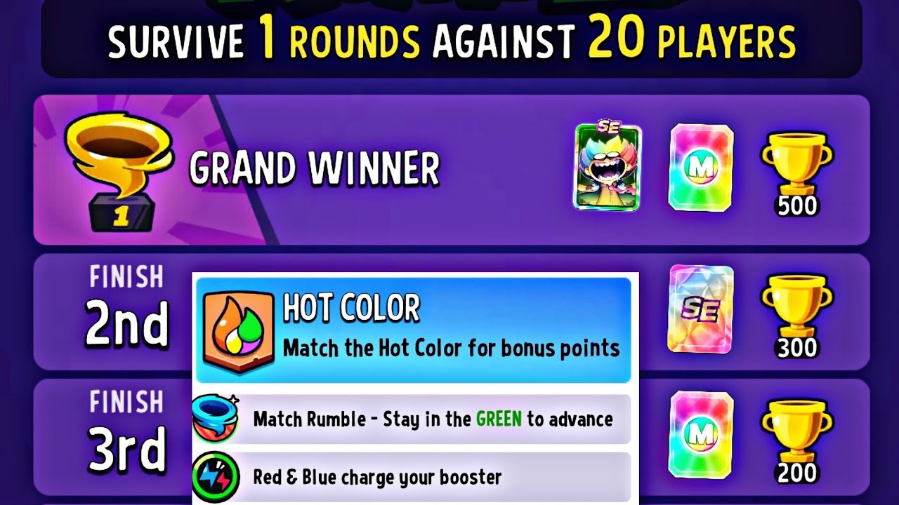 hot color shared energy rumble match | match masters | hot color rumble ...