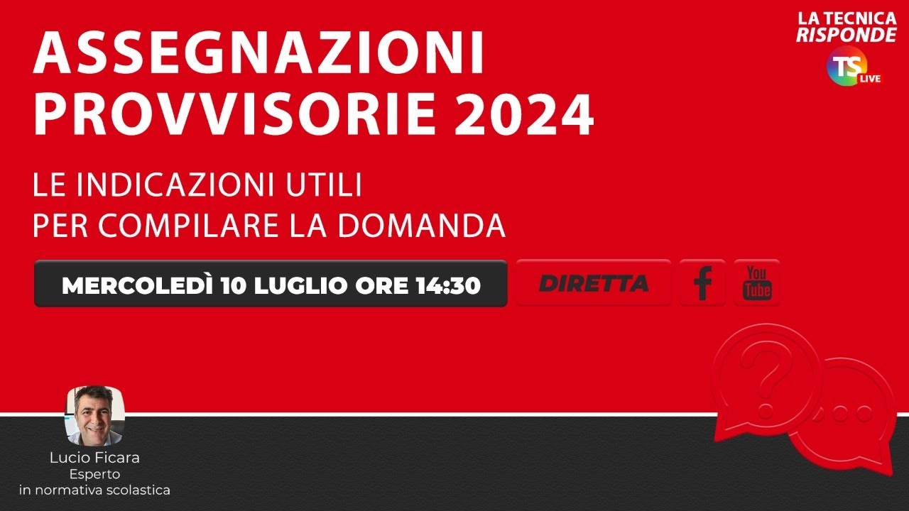 Assegnazioni provvisorie 2024, le indicazioni utili per compilare la domanda - YouTube
