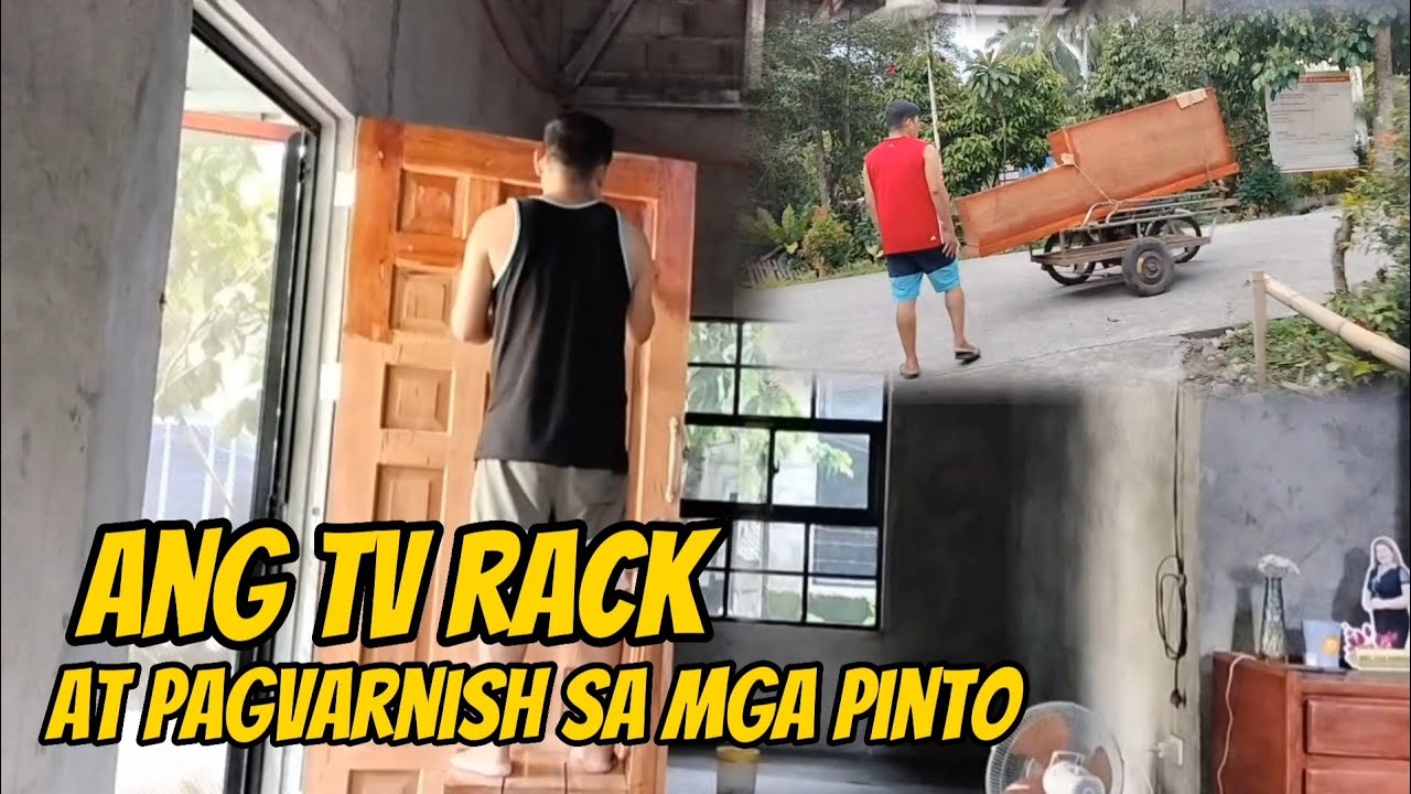 Ang pagkuha sa tv rack at pagvarnish sa mga pinto ng bahay - YouTube