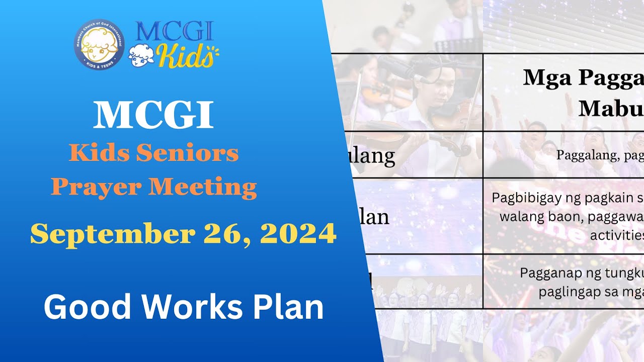 MCGI Kids Seniors Prayer Meeting • Sep 26, 2024 - YouTube