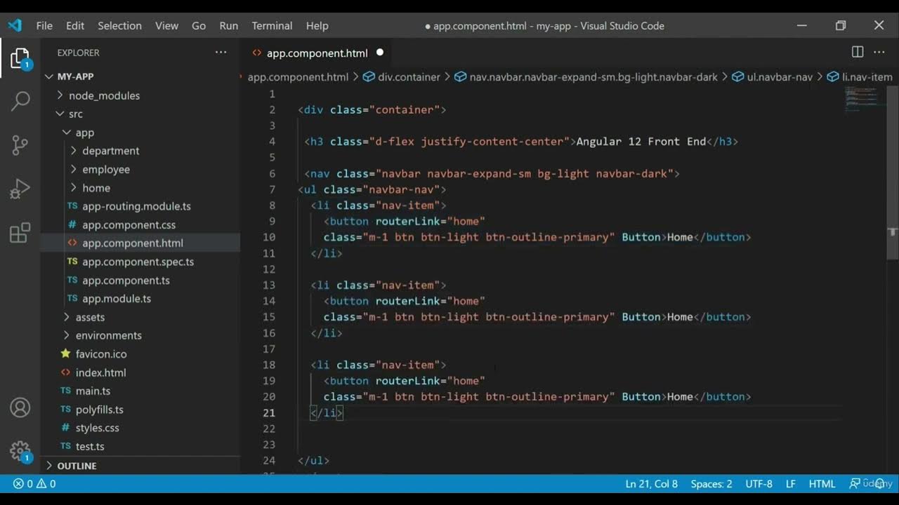 14. Routing and Navigation | ANGULAR 12 .NET WEB API - YouTube