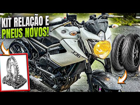TROCA DE KIT RELAÇÃO E PNEU DA XJ6 ~ MELHOR ESCOLHA!
