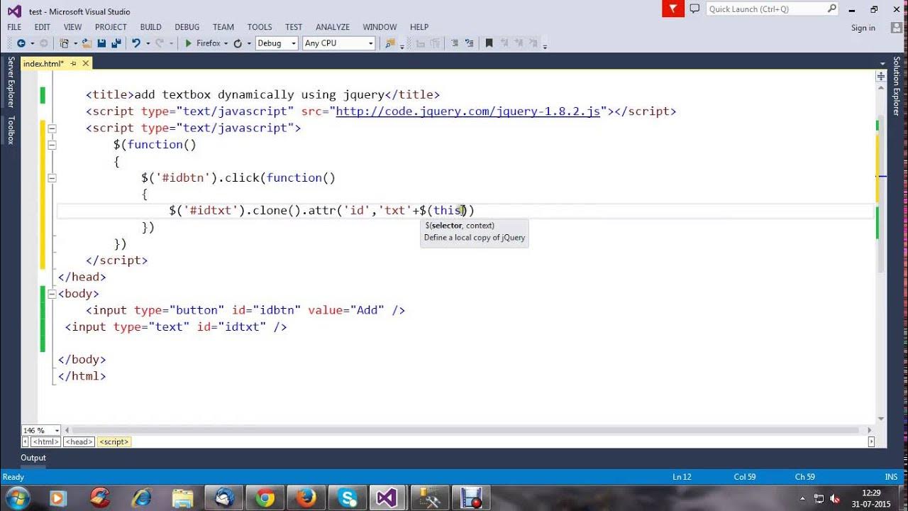 add textbox dynamically using jquery - YouTube