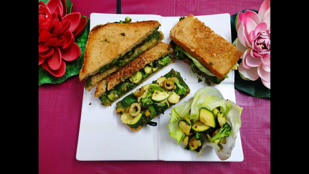 Exotic Pesto Sandwich | Pesto Sauce Recipe | Healthy Breakfast Recipe ...