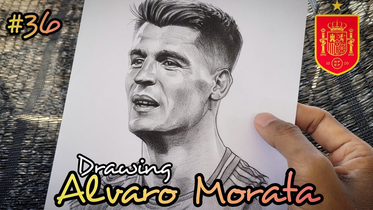 Realistic drawing Alvaro Morata - YouTube