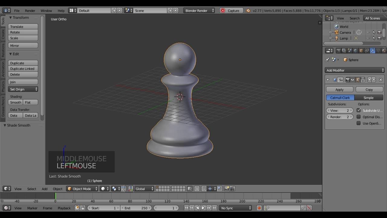 Pawn Chess Piece Modeling In Blender Hd Youtube