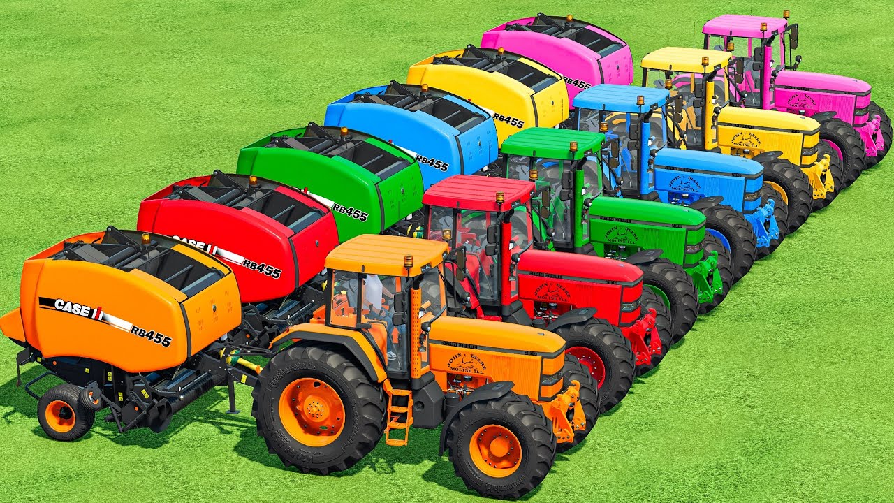 BALER with colors | Making STRW Bales w/ John Deere In Fs22 | Farming ...