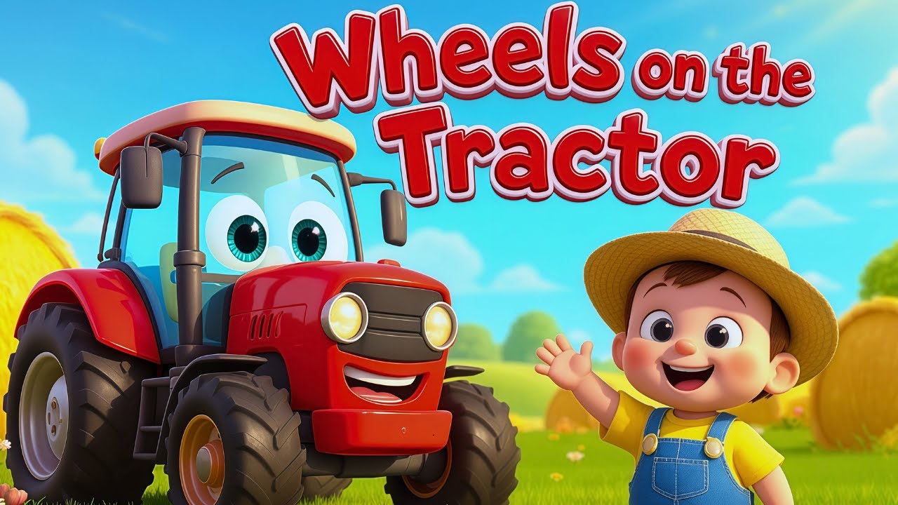 Wheels on the Tractor 🚜 Fun Farm Kids Nursery Rhyme & Learning Poem ...