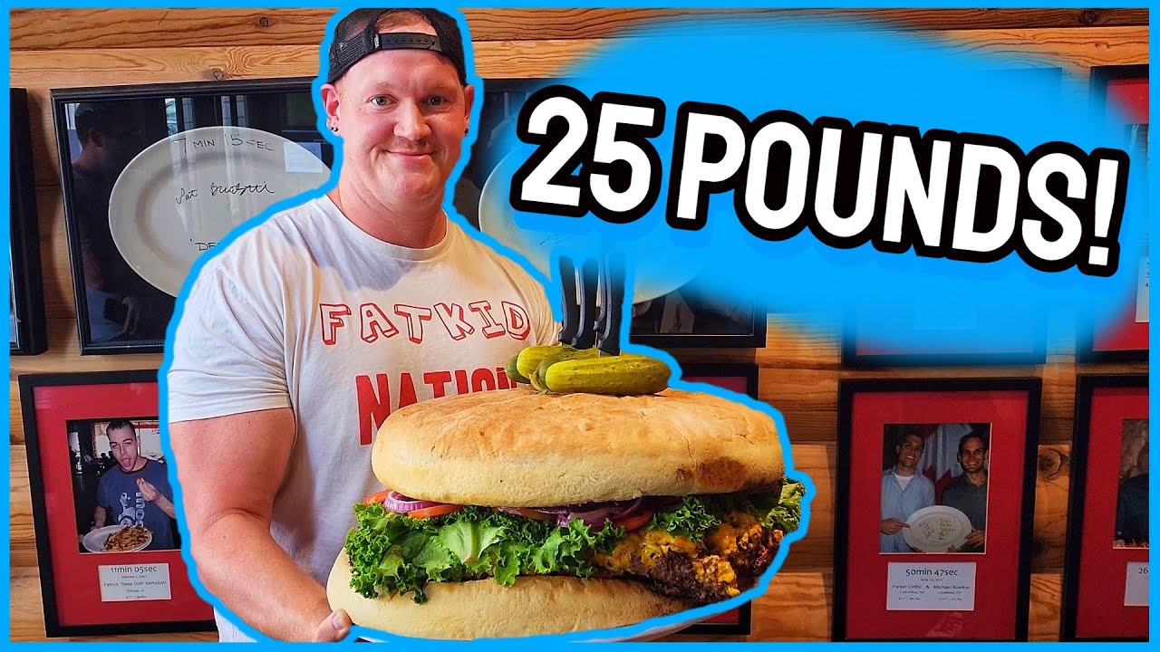 INSANE 25 POUND BURGER CHALLENGE AS SEEN ON MAN VS FOOD - YouTube