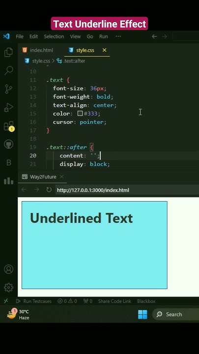 Text Underline Effect Htmlcss Htmltutorial Csstutorials Jstutorial