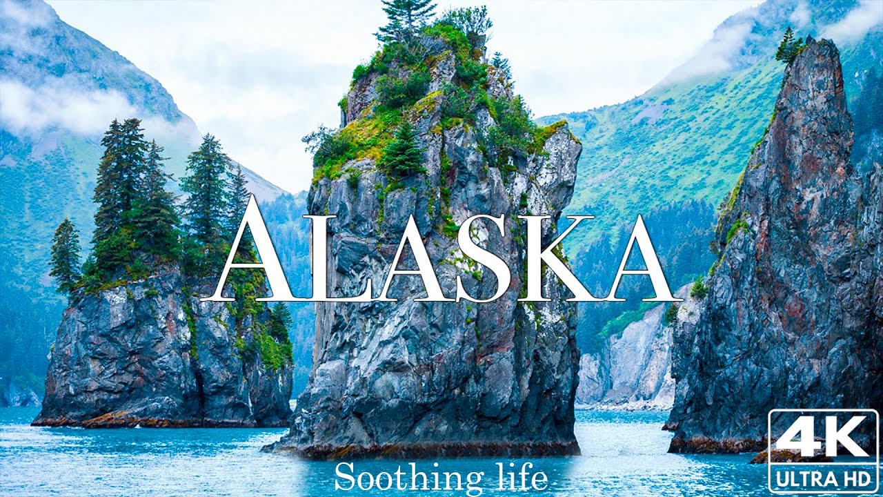 FLYING OVER ALASKA (4K UHD) - Soothing Piano Music With Beautiful ...