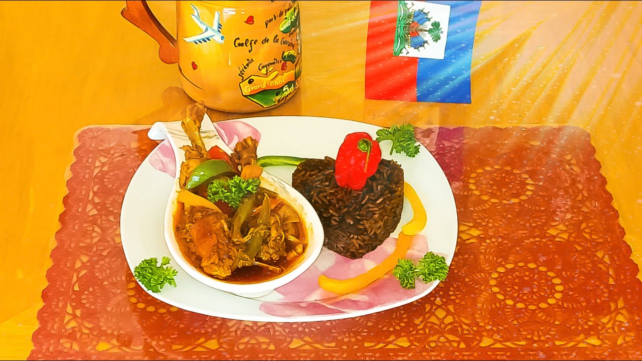 4) Resèt Diri kole ak sòs poul di // Recette riz-collé haïtien, sauce ...