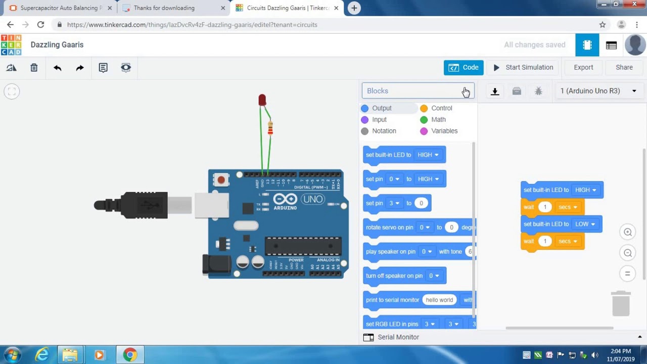#5 Arduino Online Simulation Blinking LED | AKTU 2021 | - YouTube