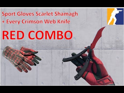 Sport Gloves Scarlet Shamagh + All Crimson Web Knife | RED COMBO | CS2 ...
